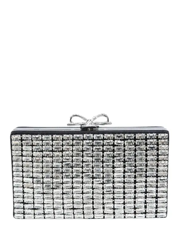 SELF-PORTRAIT Crystal Bow Detail Clutch Bag - Metallic