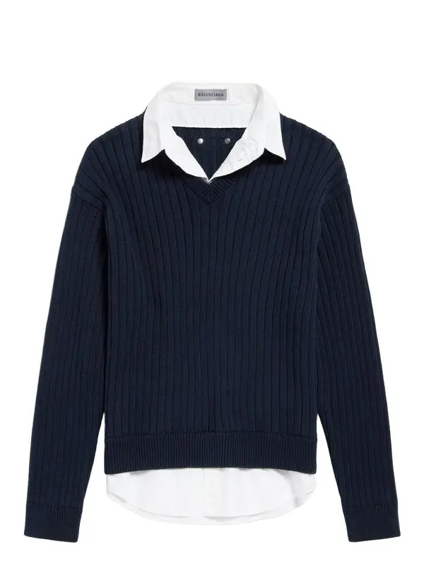 Balenciaga Hybrid Shirt And Knit Sweater - Blue