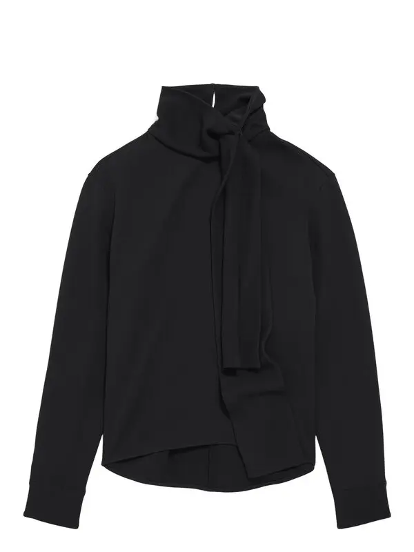Balenciaga Silk Crepe Scarf Shirt - Black