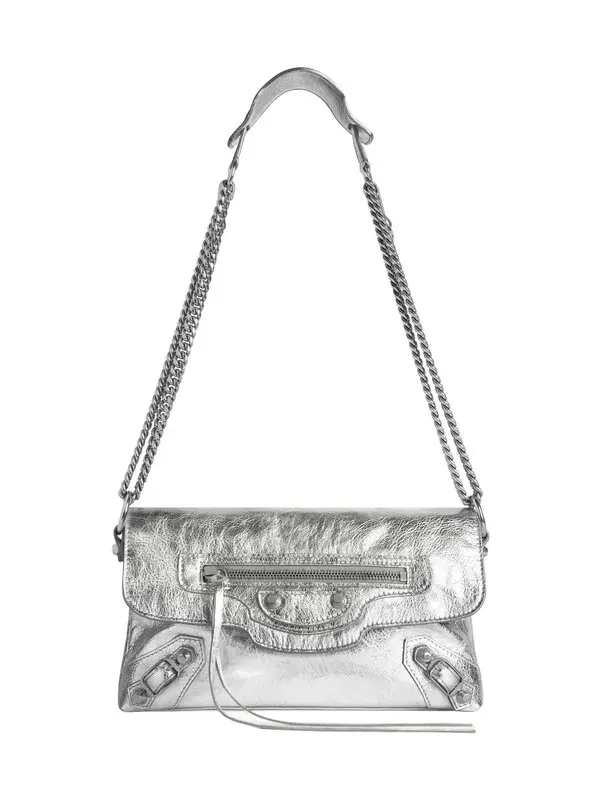 Balenciaga Le City Clutch With Chain - Silver