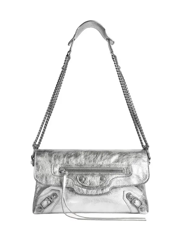 Balenciaga Le City Clutch With Chain - Silver
