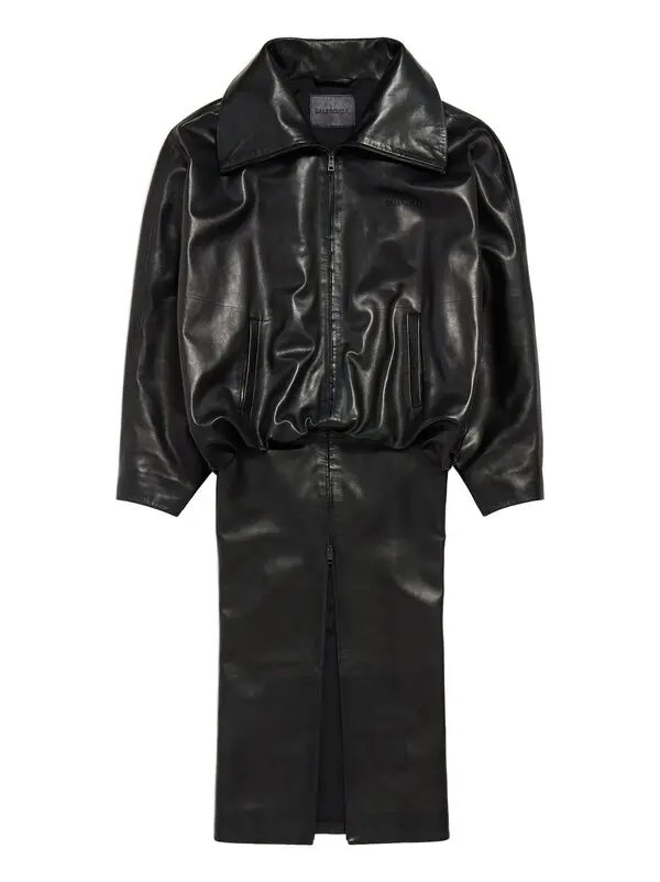 Balenciaga Smooth Light Lambskin Round Jacket - Black