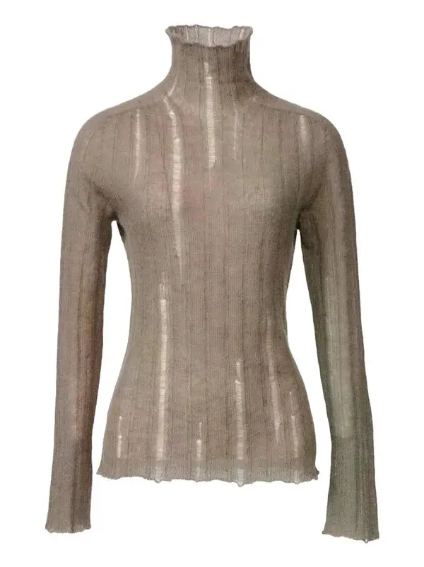 Fabiana Filippi Distressed Roll-neck Sweater - Brown
