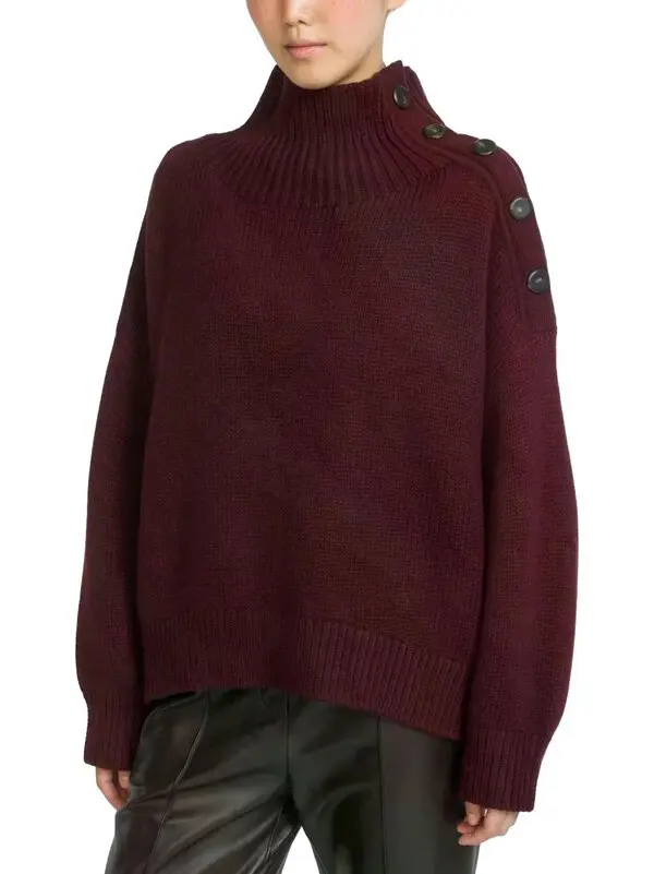 YVES SALOMON Button-detail High-neck Sweater - Red