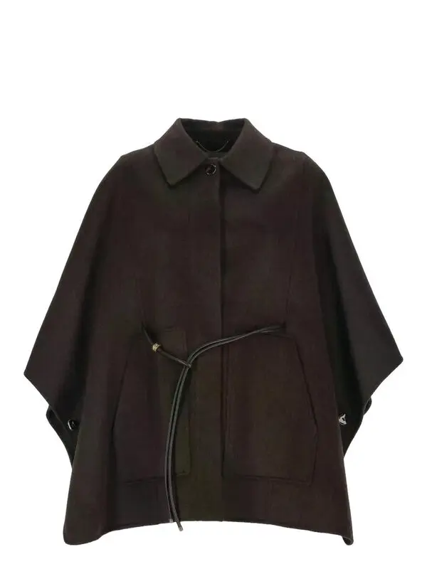 Agnona Belted Cape-style Coat - Brown