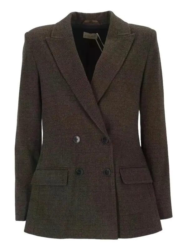 EMME Prince Of Wales Check Double-breasted Blazer - Brown