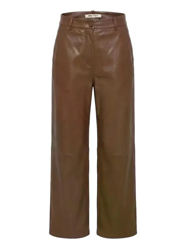 Ports 1961 Leather Wide-leg Trousers - Brown