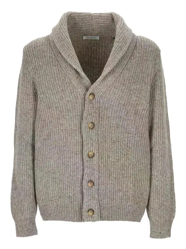 GRAN SASSO Ribbed-knit Shawl-collar Cardigan - Neutrals