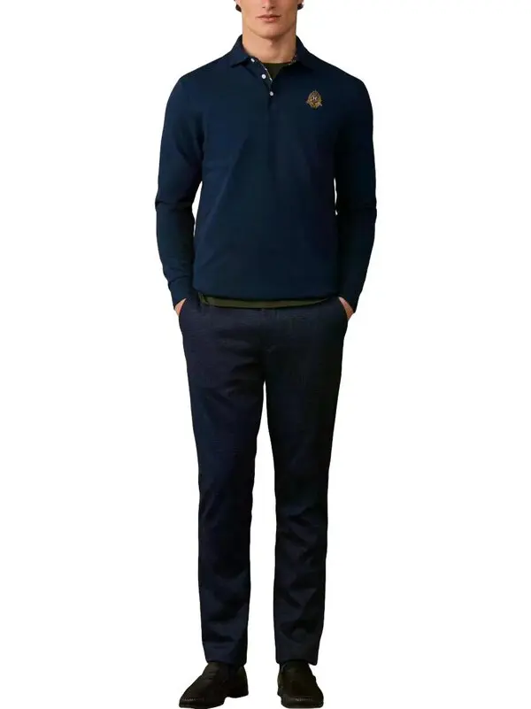HACKETT LONDON Heritage Crest Long-sleeve Polo Shirt - Blue