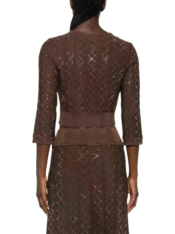 Sandro Abstract-pattern Cropped Cardigan - Brown