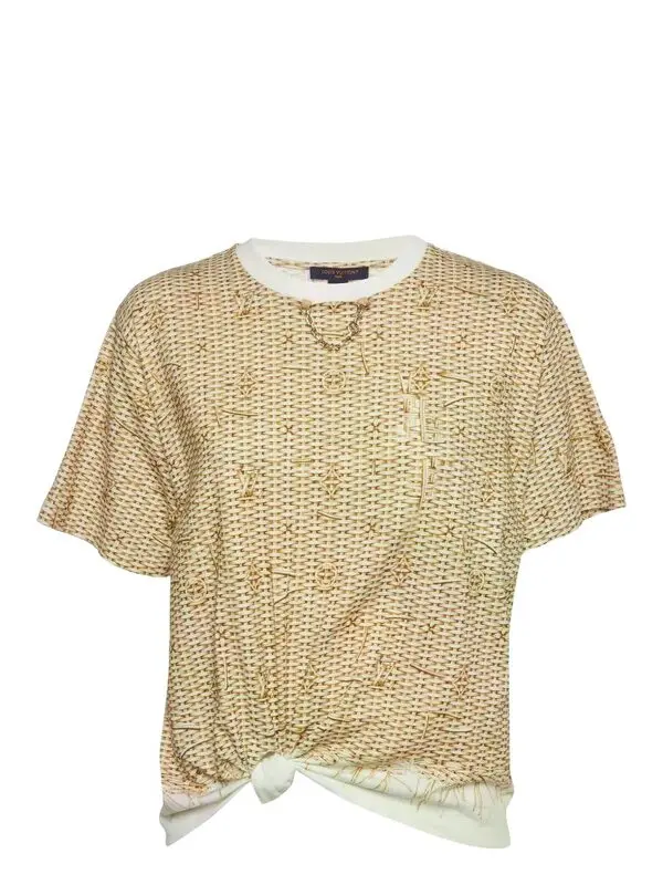 LOUIS VUITTON Monogram Raffia-effect T-shirt - Neutrals