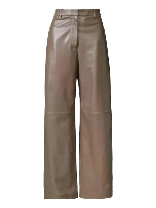 Fabiana Filippi Leather Palazzo Trousers - Brown