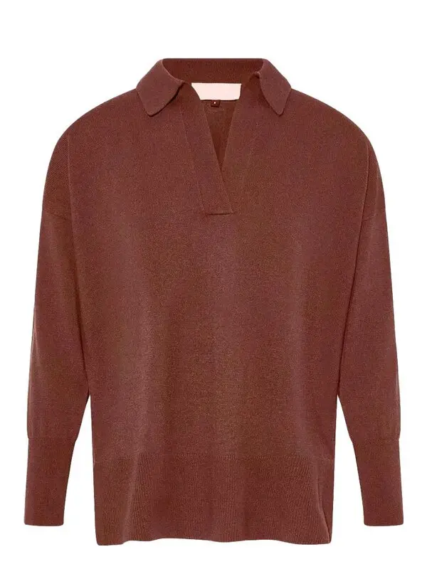YVES SALOMON Polo-collar Sweater - Brown