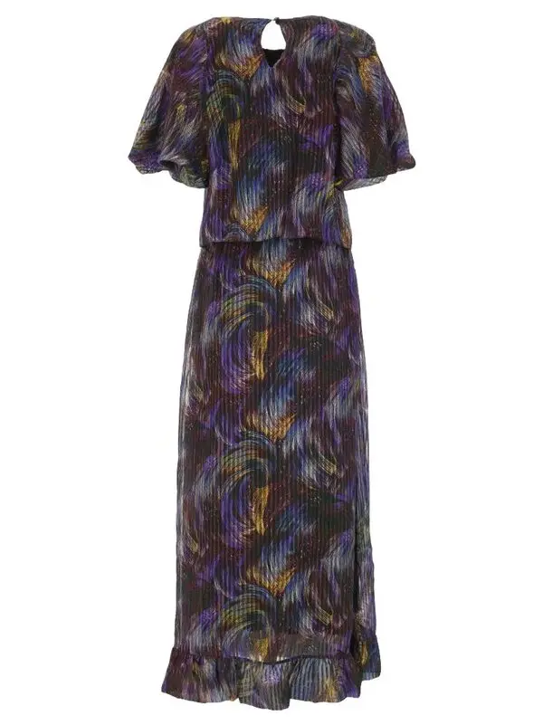 KRISTINA TI Maxi Swirl-print Ruffled Dress - Black