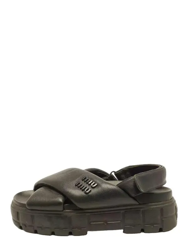 Miu Miu Logo Platform Slingback Sandals - Black