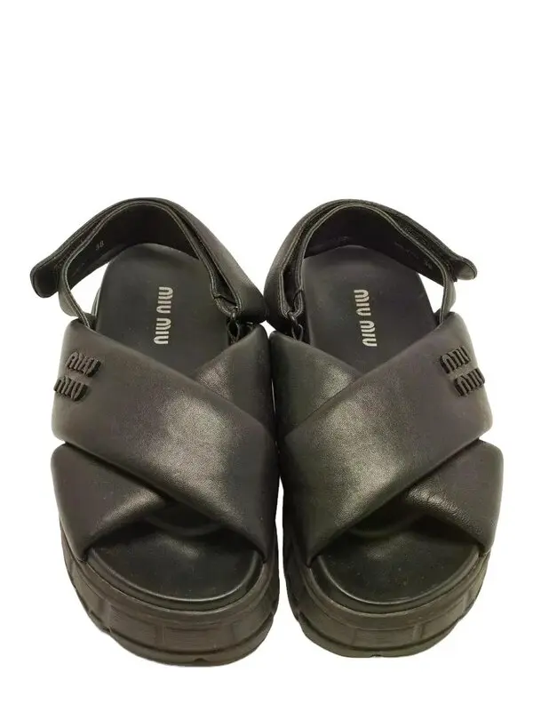 Miu Miu Logo Platform Slingback Sandals - Black