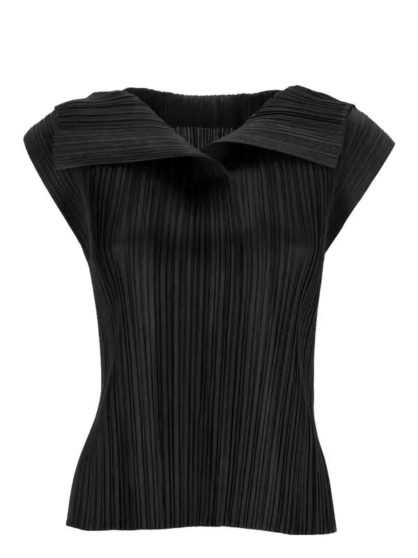 Issey Miyake Pleated Spread-collar T-shirt - Black