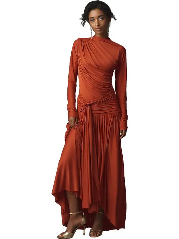 DEME BY GABRIELLA Crocus Long-sleeve Maxi Dress - Orange
