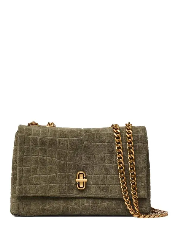 Marc Jacobs Suede Croc Slim Dual Convertible Shoulder Bag - Olive