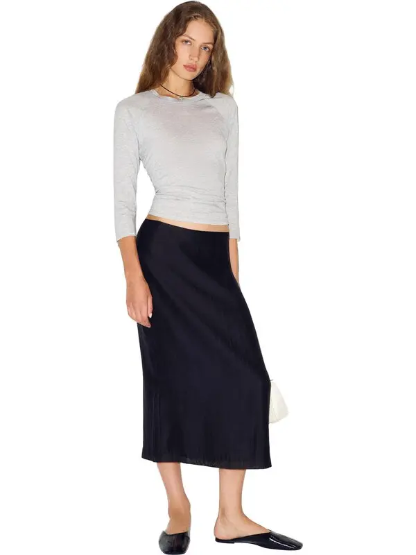 REFORMATION Helen Low Waist Midi Skirt - Black