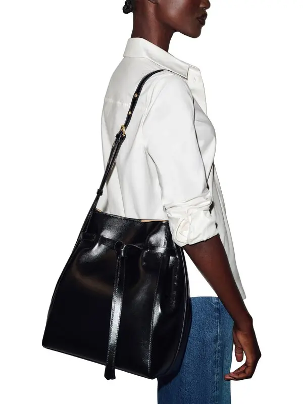 REFORMATION Beatrice Bucket Tote Leather - Black