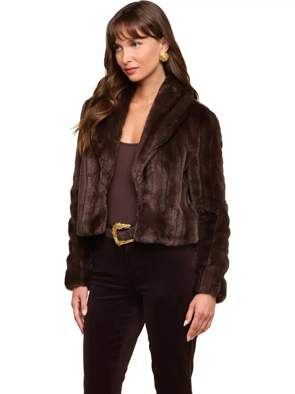 L'Agence Davy Faux Fur Jacket - Dark Java Striped Fur