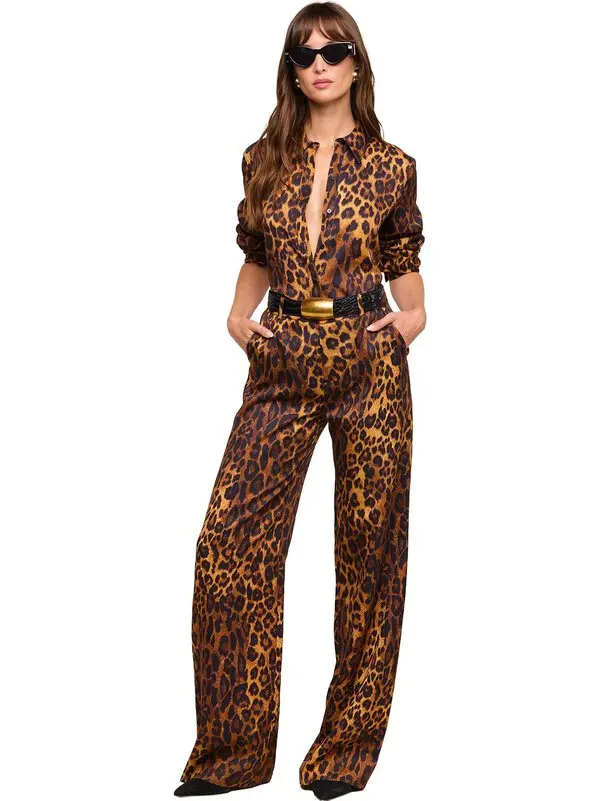 L'Agence Livvy Trouser - Tan Multi Javan Leopard