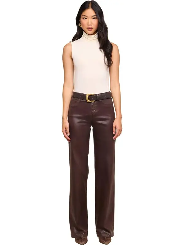 L'Agence Clayton Coated Wide-leg Jean - Dark Java Coated