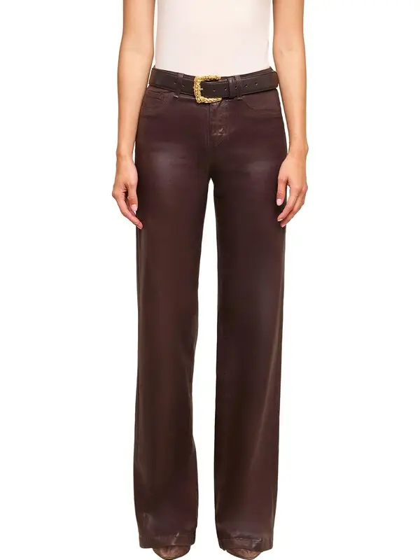 L'Agence Clayton Coated Wide-leg Jean - Dark Java Coated