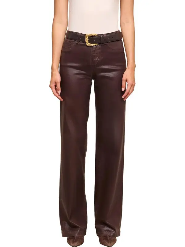 L'Agence Clayton Coated Wide-leg Jean - Dark Java Coated