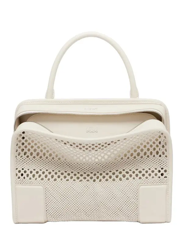 Loewe Amazona Woven Leather Top-handle Bag - White