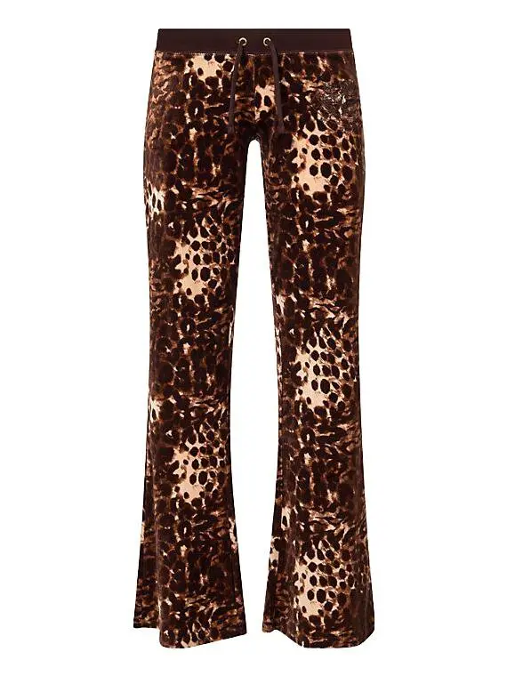 Juicy Couture Embroidered-logo Leopard-print Velour Jogging Bottoms - Java Abstract Animal