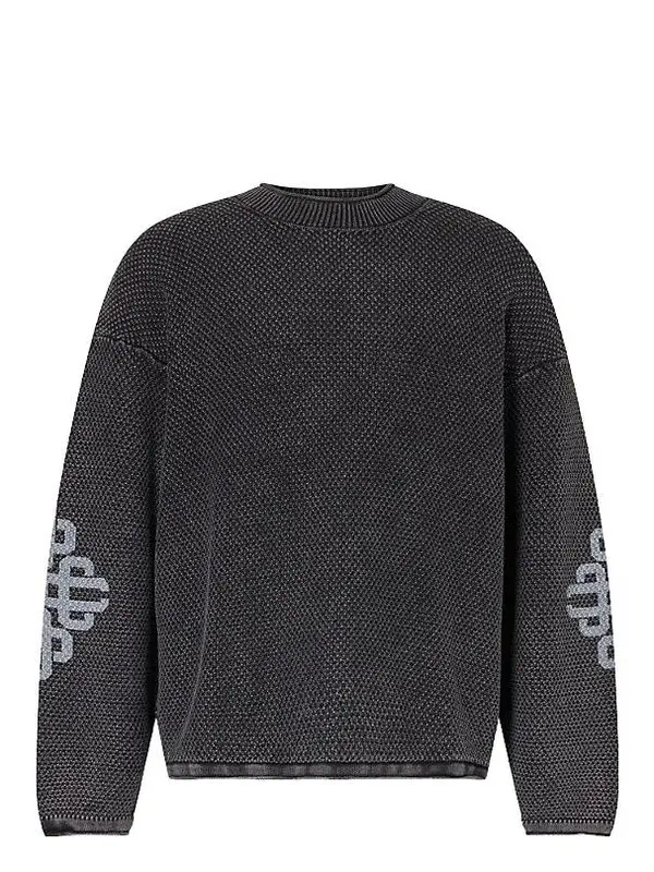 THE COUTURE CLUB Washed Emblem Cotton-knit Jumper - Black