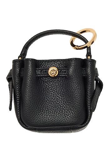 Tory Burch Romy Leather Bucket Bag Charm - Black