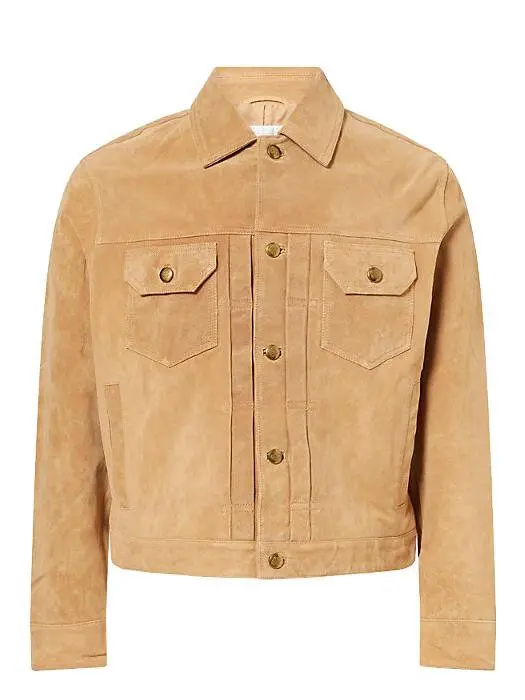 THE COUTURE CLUB Trucker Flap-pocket Leather Jacket - Tan