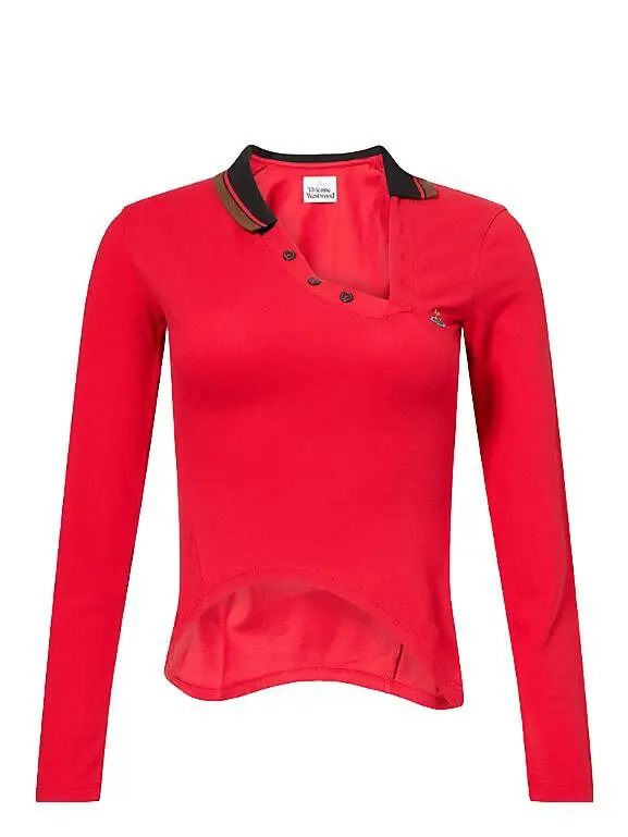 VIVIENNE WESTWOOD Glory Asymmetric Cotton Polo Shirt - Red