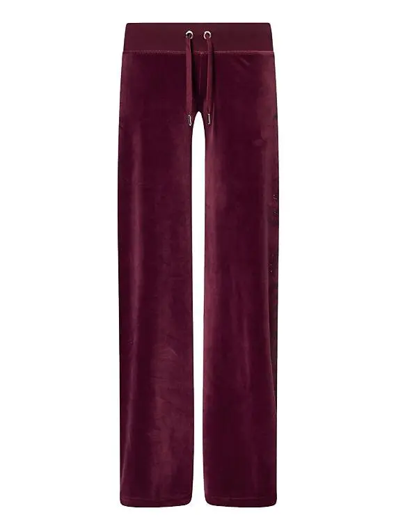 Juicy Couture Crystal-embellished Straight-leg Velour Jogging Bottoms - Winetasting