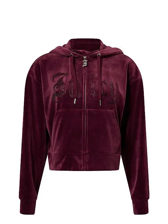 Juicy Couture Crystal-embellished Velour Hoodie - Winetasting