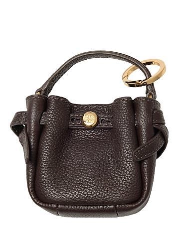 Tory Burch Romy Leather Bucket Bag Charm - Deep Brown