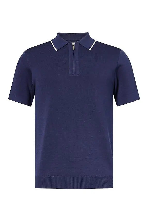 RAITH Henry Short-sleeve Knitted Polo Shirt - Navy