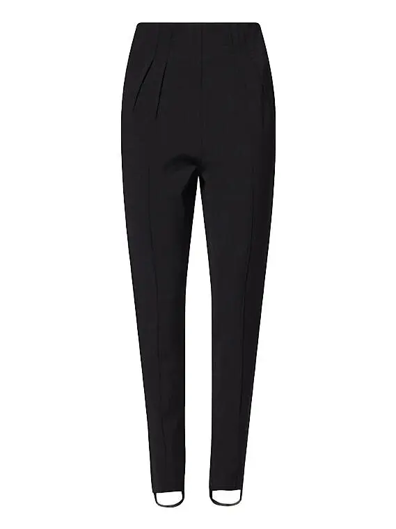 MUGLER Pleated Stirrup-cuff Wool-blend Leggings - Black