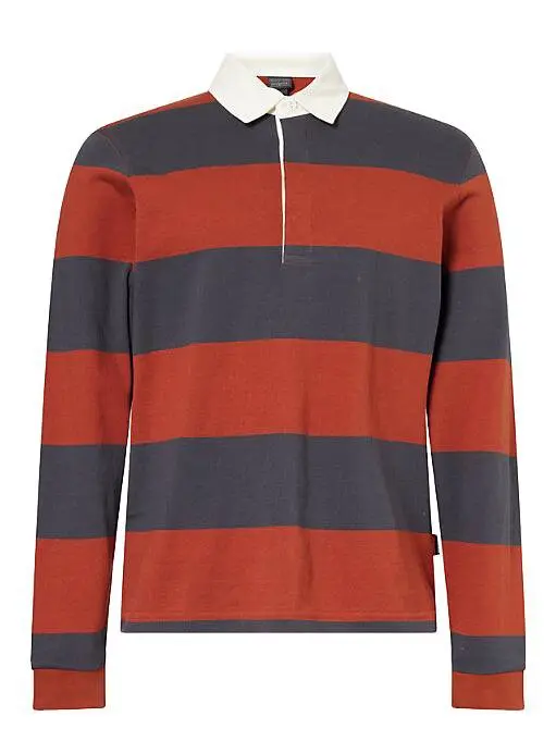 Patagonia Striped Long-sleeve Cotton Polo Shirt - Rusty Red