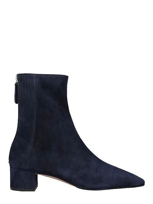 AQUAZZURA Saint Honore 35 Suede Ankle Boots - Navy