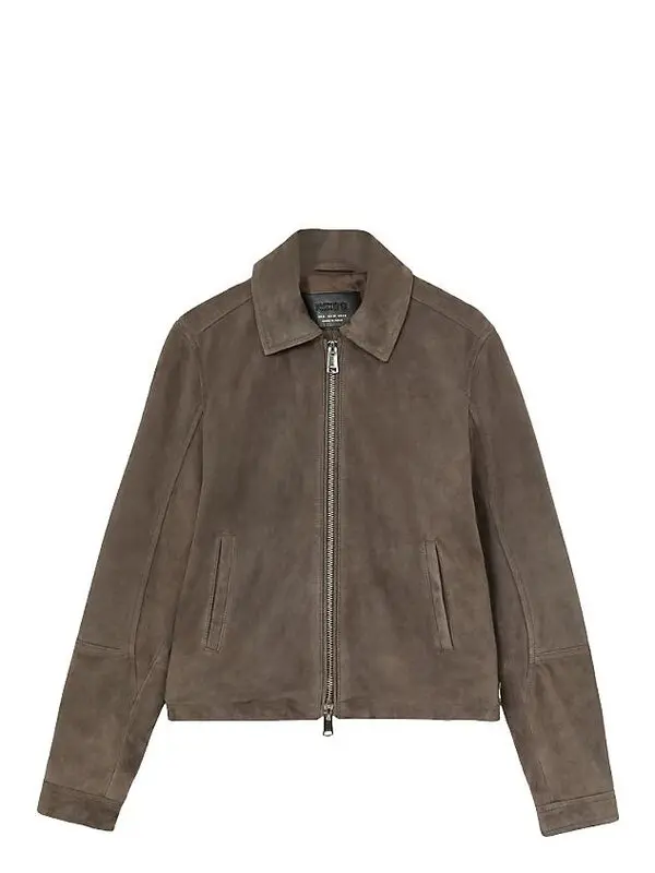 REISS Sorena Suede Jacket - Grey