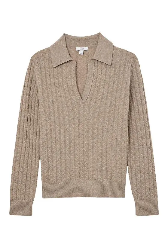 REISS Millie Cable-knit Wool-blend Jumper - Neutral