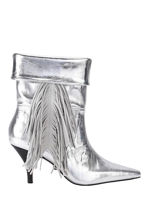 Kurt Geiger Piccadilly Slouch Heeled Leather Ankle Boots - Silver