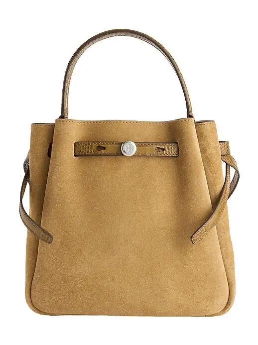 Tory Burch Romy Suede Bucket Bag - Stone