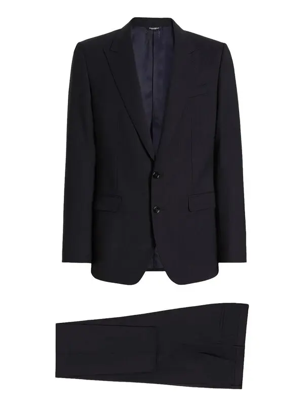 Dolce & Gabbana Single-breasted Martini Light Suit In Wool Gabardine - Blue