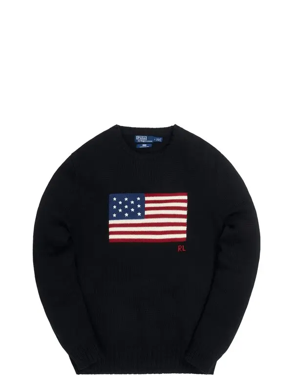 Kith X Polo Ralph Lauren Cotton American Flag Crewneck - Black