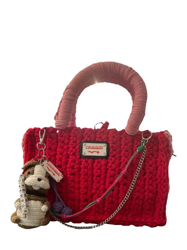 CHARLES JEFFREY Bucket Bag With Bulldog Charm - Red